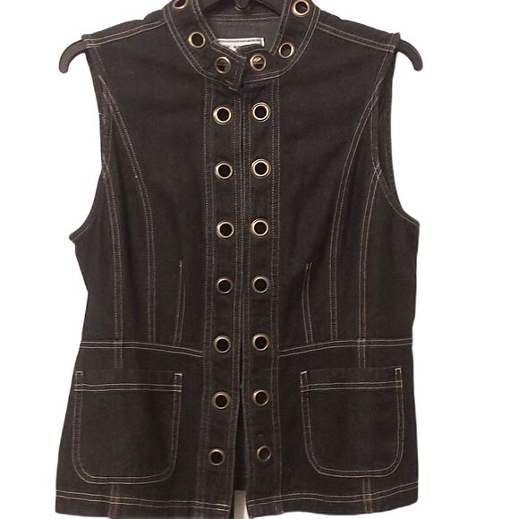 Amx | Jackets & Coats | Denim Jean Vest Dark Blue Edgy Cotton Vest ...